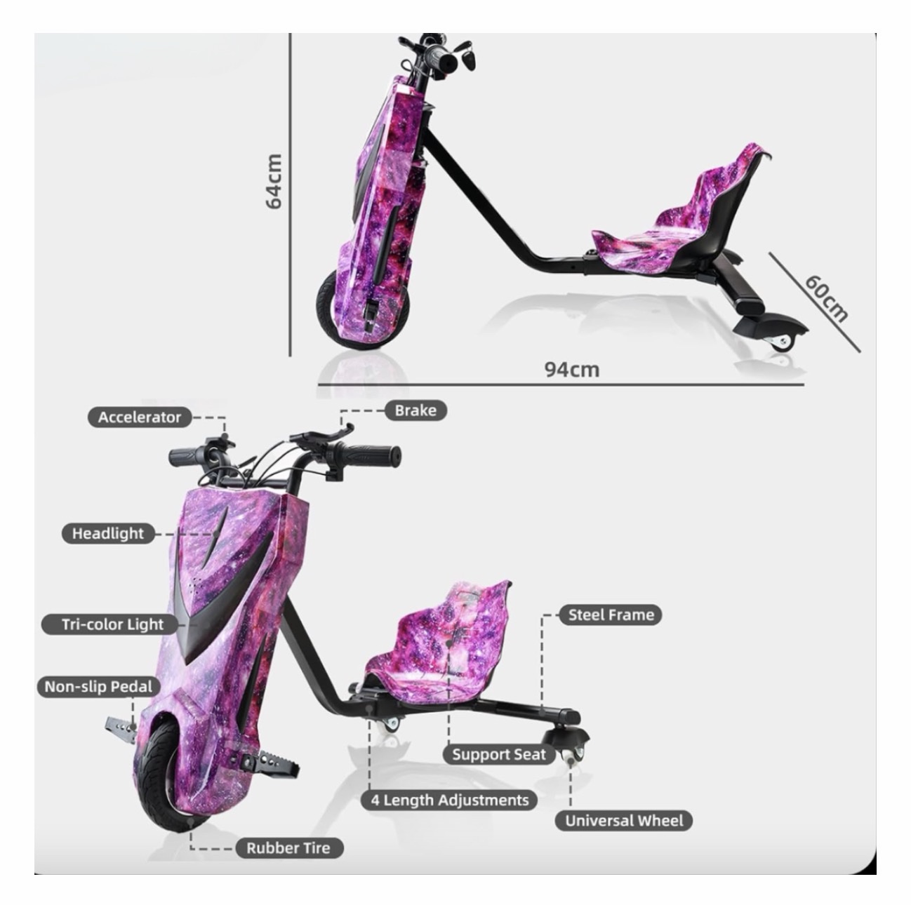 3 Wheel 36v Electric Drifting Trike for Kids & lithium battery – Tiger ...